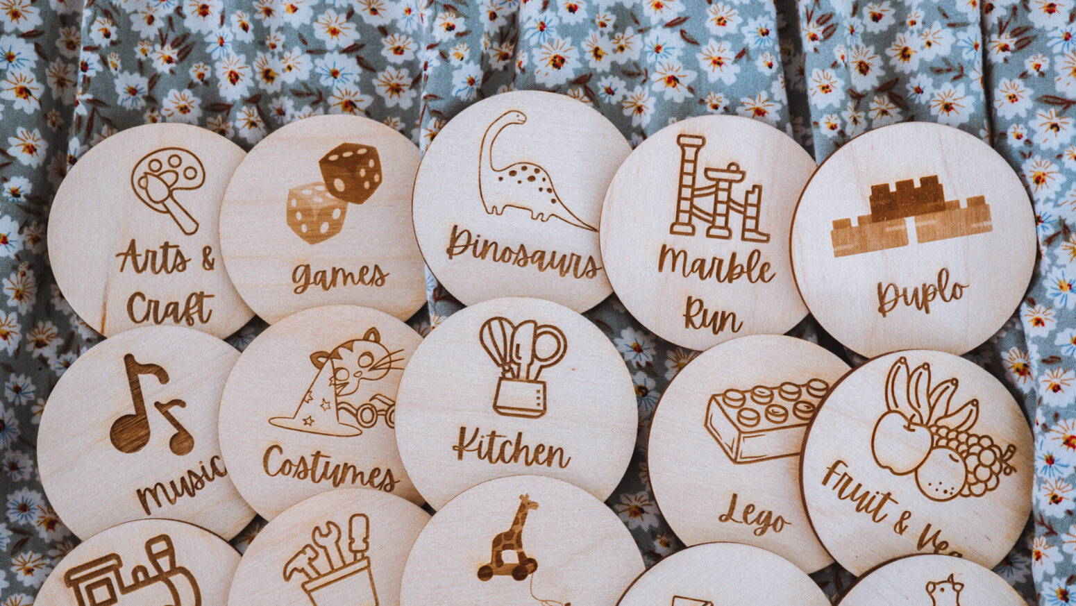 Personalised Wooden Toy Storage Tags - Oh Coco