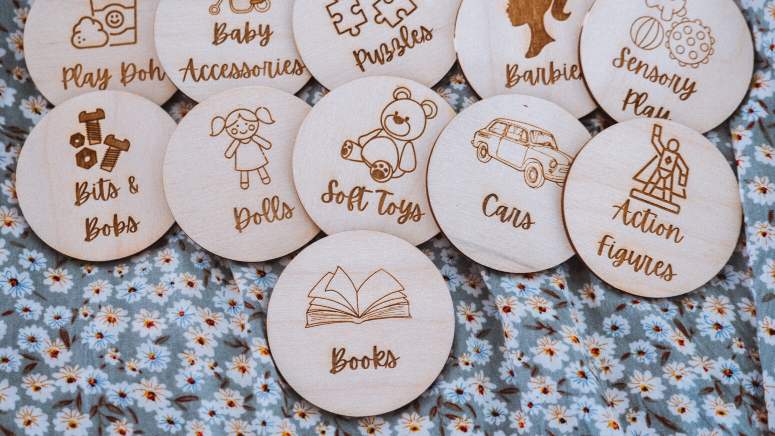 Personalised Wooden Toy Storage Tags - Oh Coco