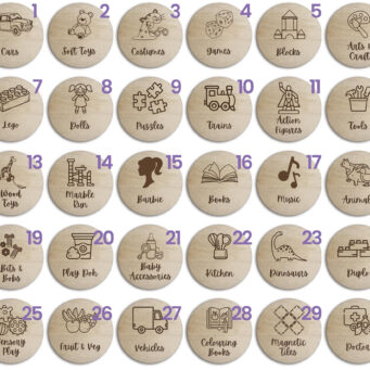Personalised Wooden Toy Storage Tags - Oh Coco