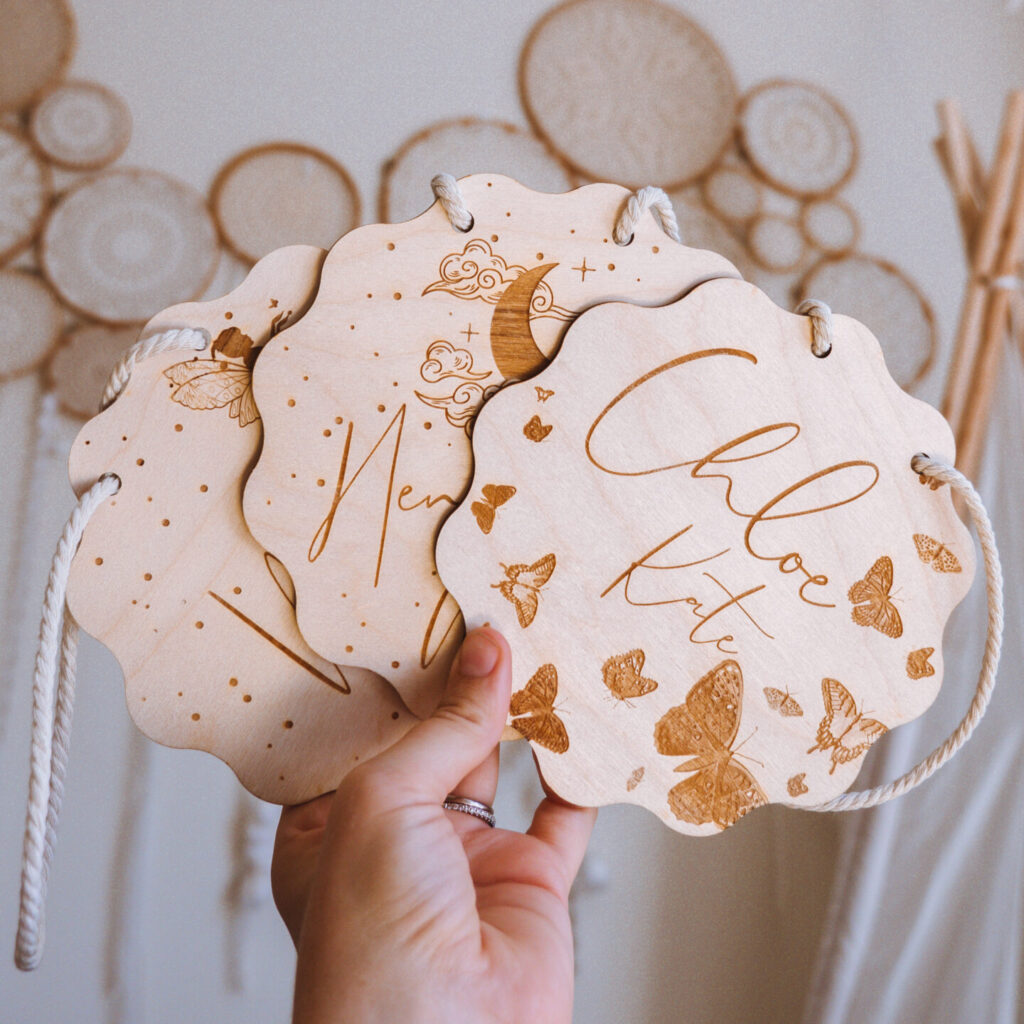 Hanging Timber Door Name Signs - Oh Coco