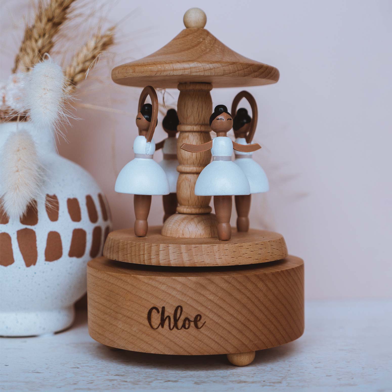 Personalised Wooden Musical Carousel - Oh Coco