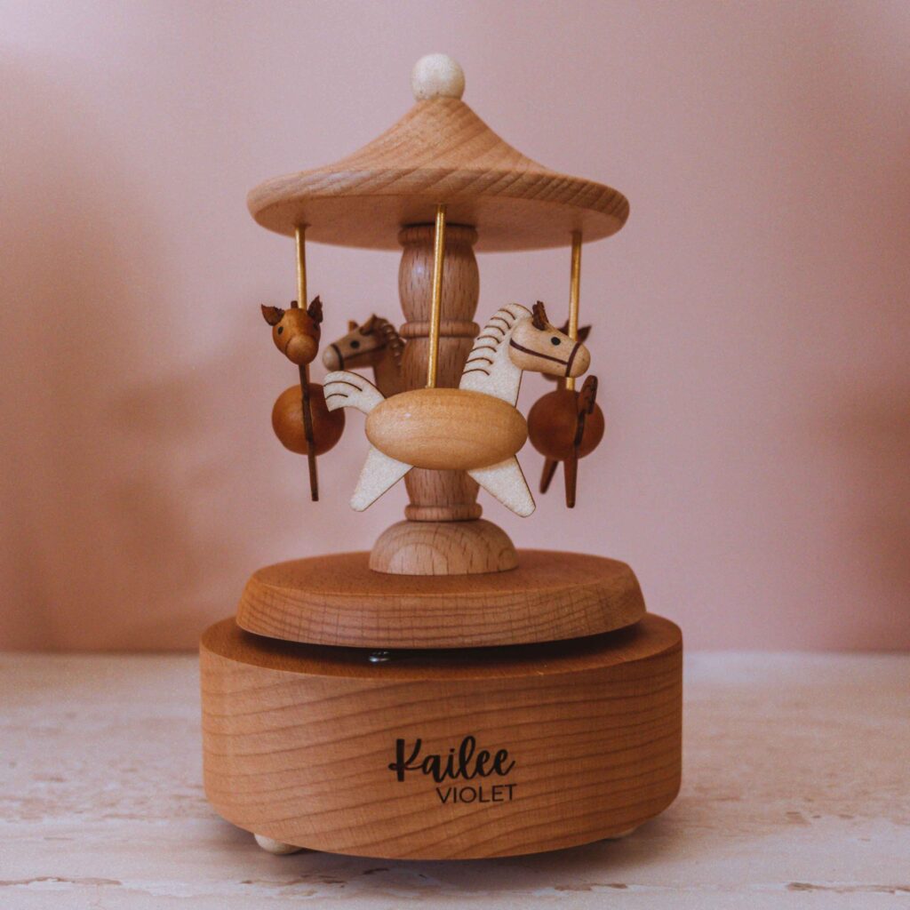 Personalised Wooden Musical Carousel - Oh Coco