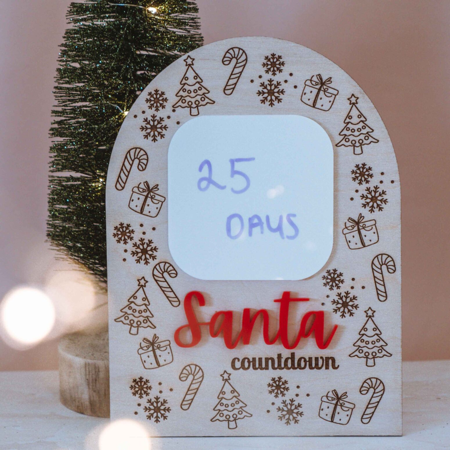 Magnetic Timber Santa Whiteboard Countdown - Oh Coco