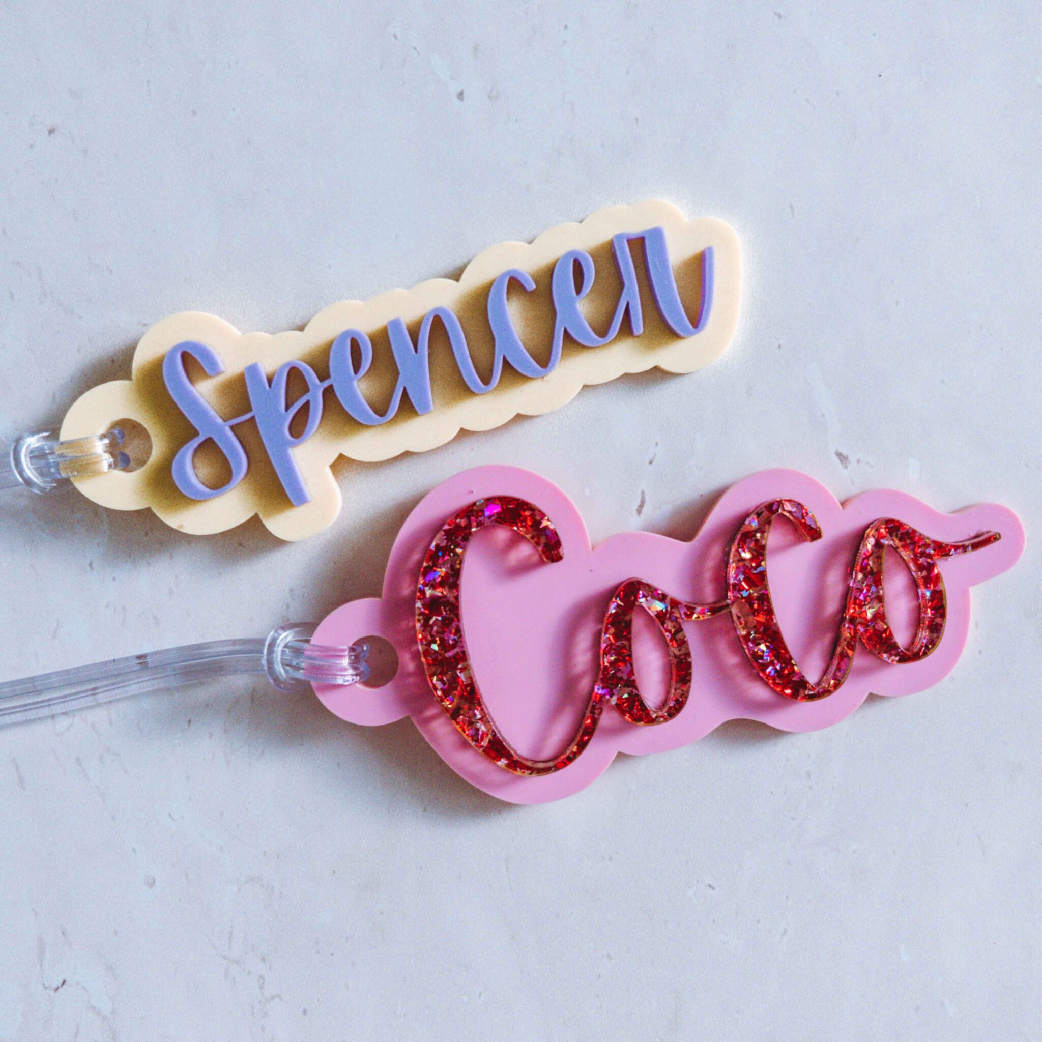 Custom Personalised Name Bag Tag | Layered Acrylic - Oh Coco