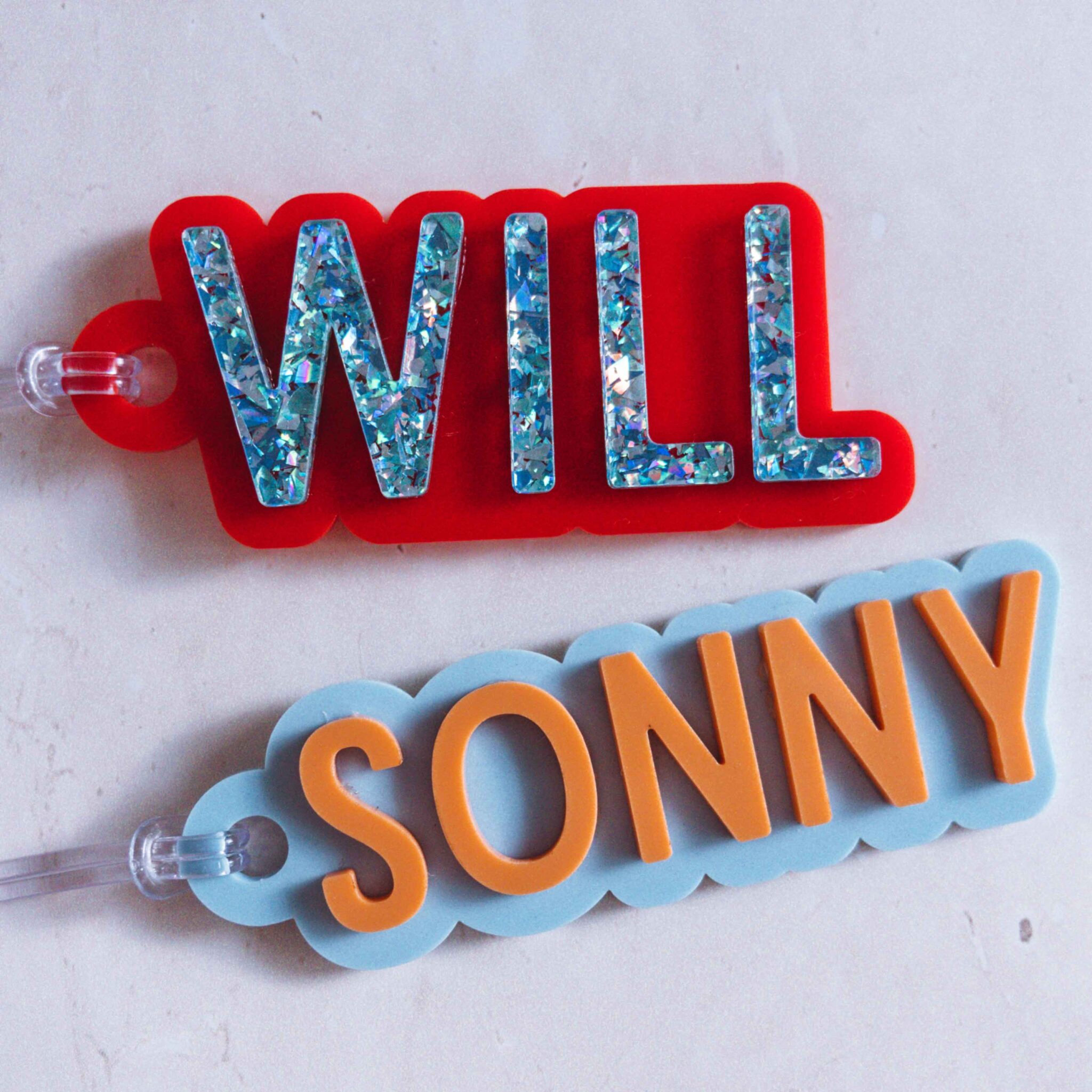 Custom Personalised Name Bag Tag | Layered Acrylic - Oh Coco