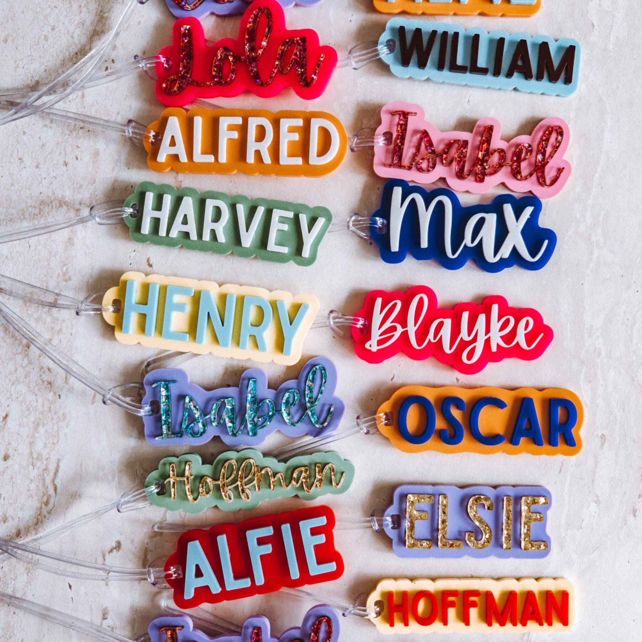 Custom Personalised Name Bag Tag | Layered Acrylic - Oh Coco