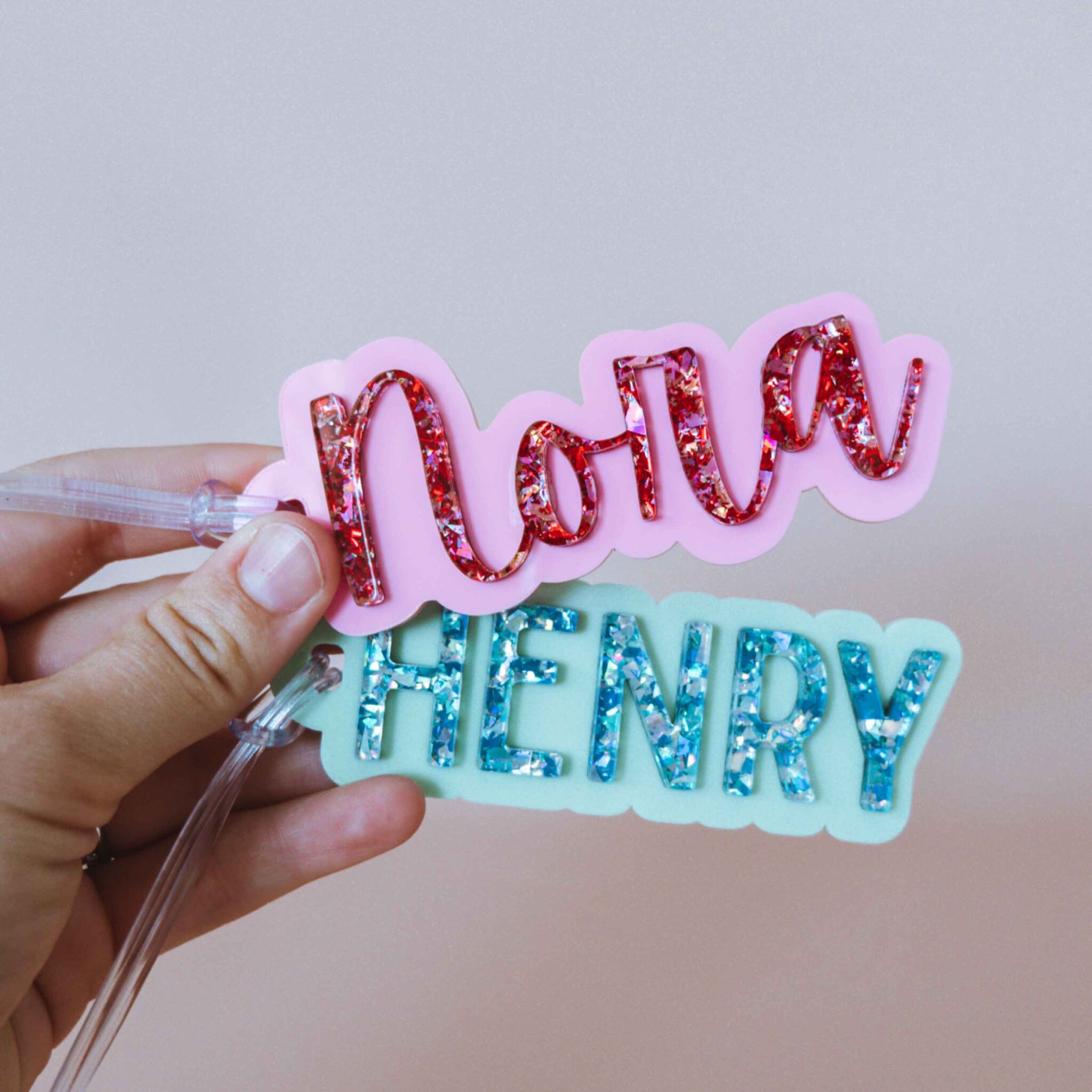 Custom Personalised Name Bag Tag | Layered Acrylic - Oh Coco